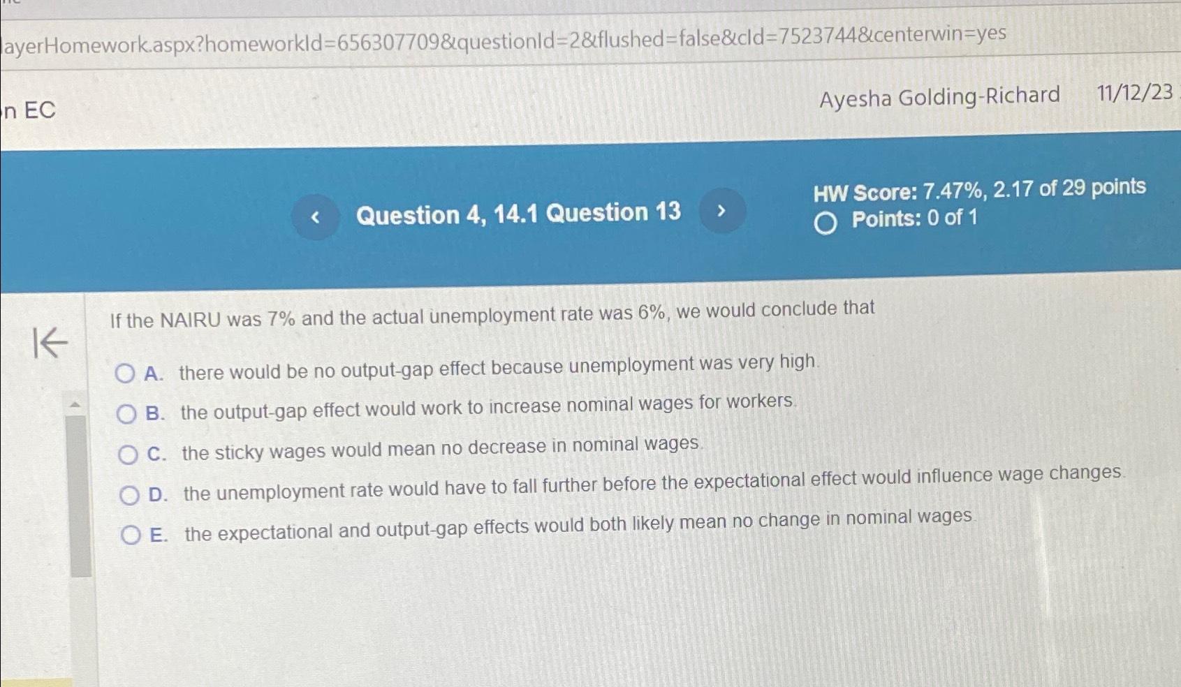 Solved Ayesha Golding-Richard1112?23Question 4, 14.1 | Chegg.com