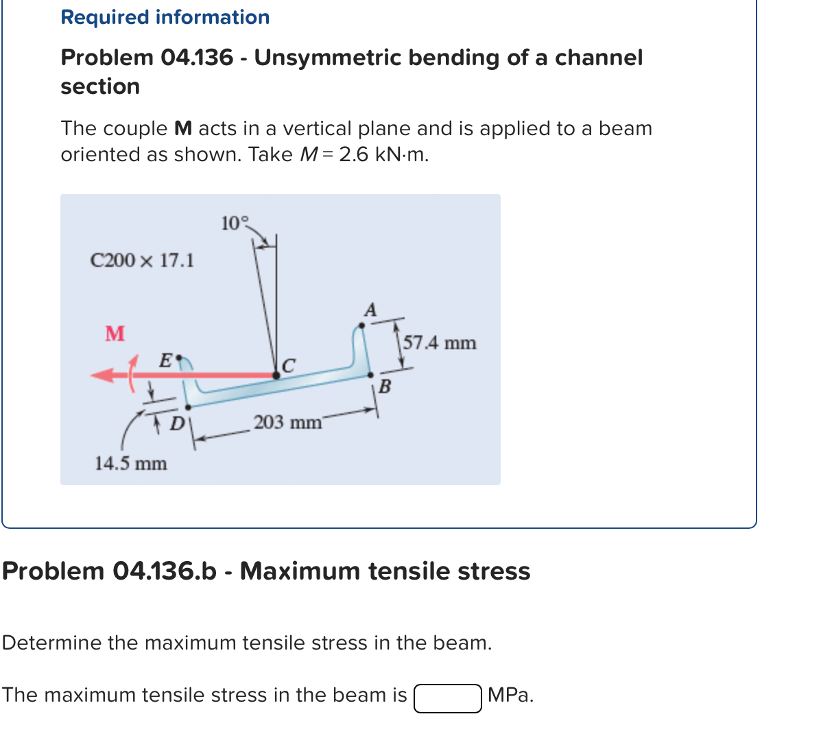 Solved Required informationProblem 04.136 - ﻿Unsymmetric | Chegg.com