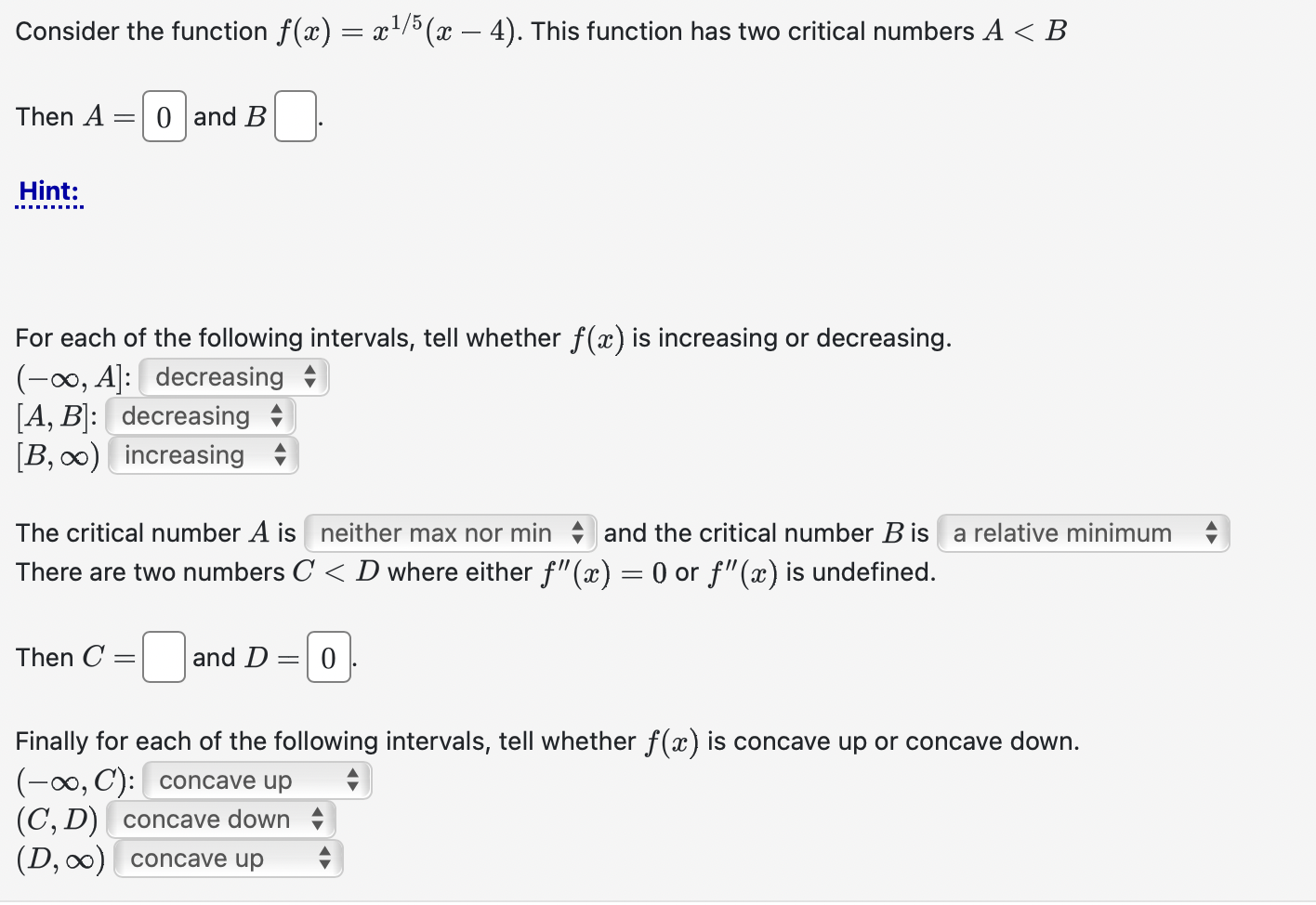 Solved Consider the function f(x)=x15(x-4). ﻿This function | Chegg.com