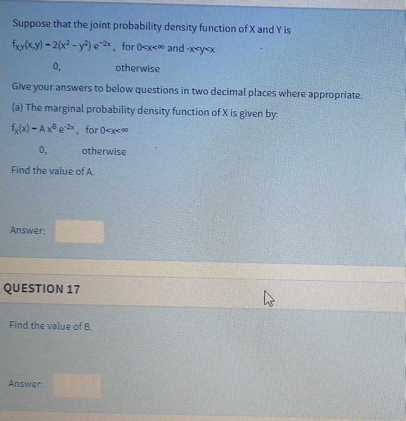 Solved Suppose that the joint probability density function | Chegg.com