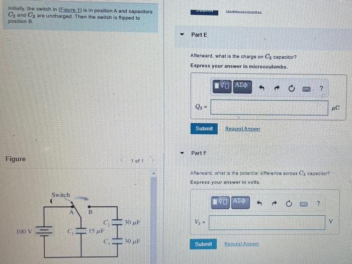 Solved Initially, the switch in (Figure 1) is in position A | Chegg.com