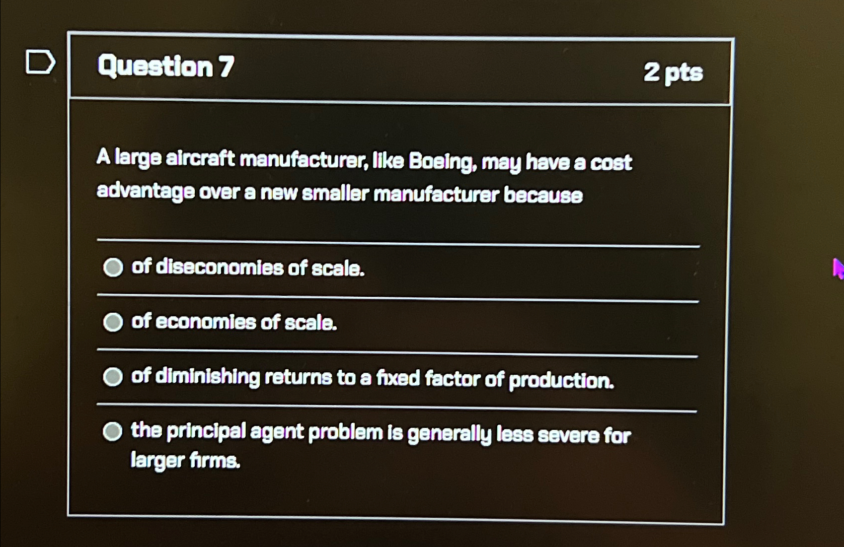 Solved Question 72 ﻿ptsA large aircraft manufacturer, like | Chegg.com