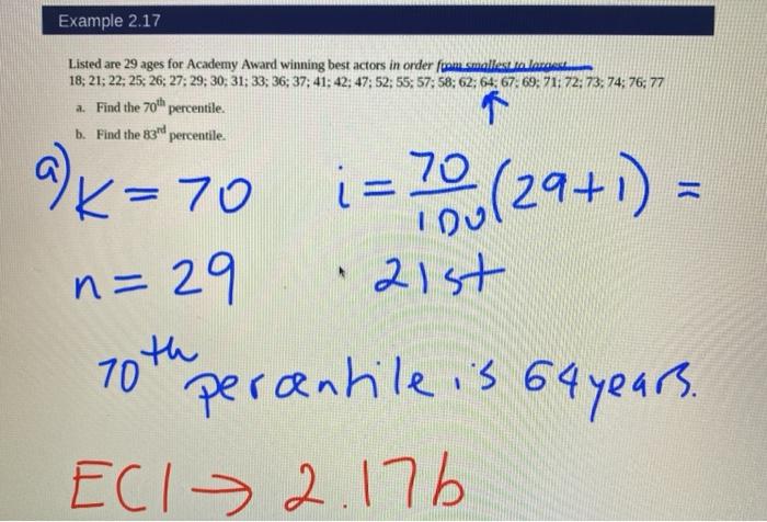 Solved 2.17 B only. Find the 83rd percentile. Please write | Chegg.com