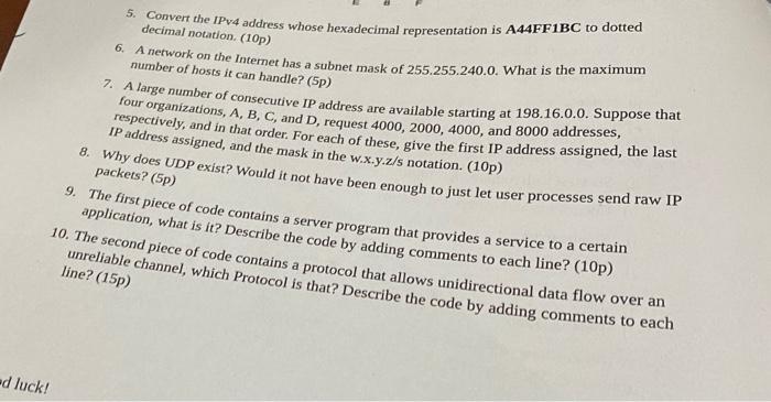 5. Convert the IPv4 address whose hexadecimal | Chegg.com