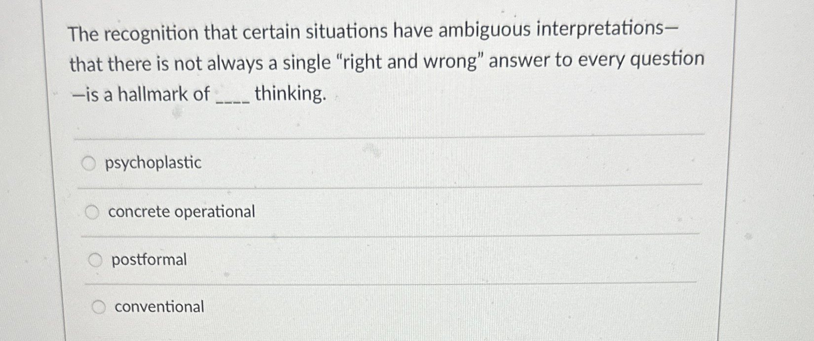 Solved The recognition that certain situations have | Chegg.com