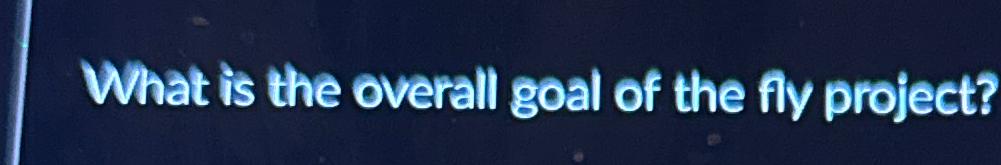 Solved What is the overall goal of the fly project? | Chegg.com