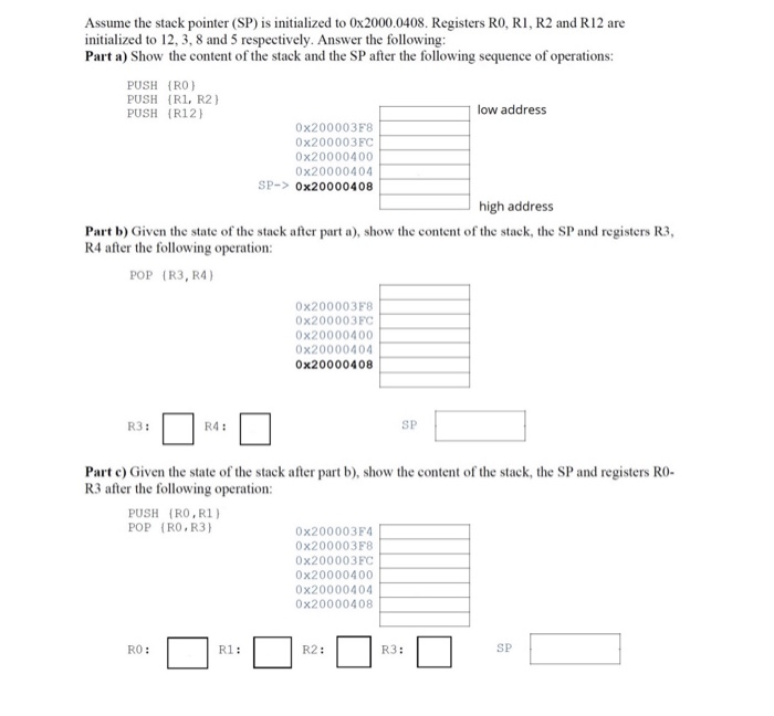 Solved Assume the stack pointer (SP) is initialized to | Chegg.com