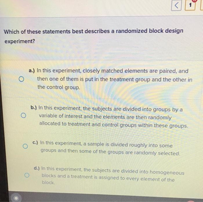 Solved Which of these statements best describes a randomized | Chegg.com