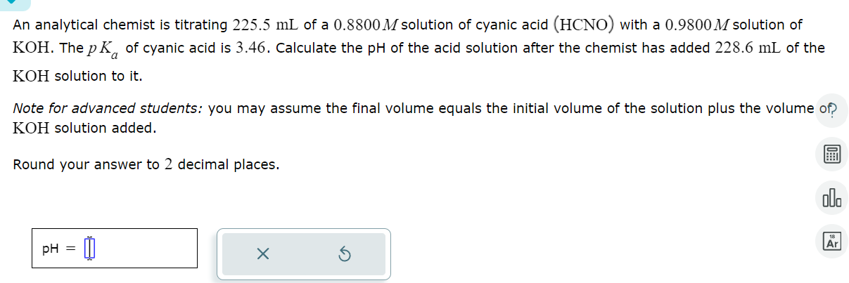 Solved An analytical chemist is titrating 225.5mL ﻿of a | Chegg.com