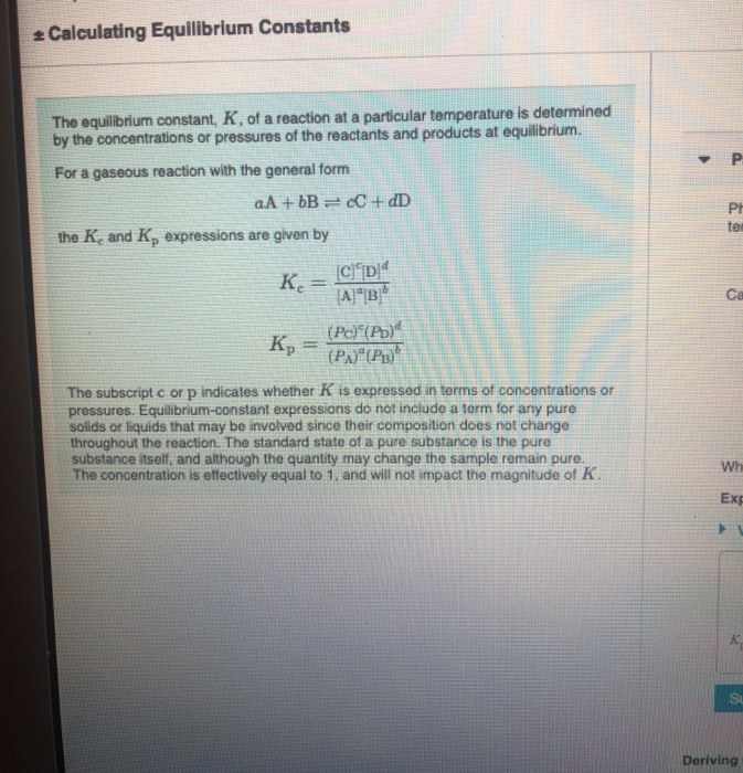 Solved Calculating Equilibrium Constants P PI ter The | Chegg.com