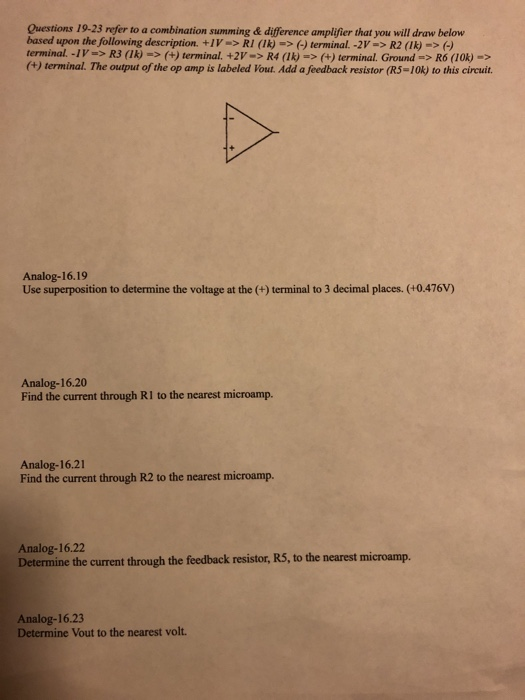 Solved Questions 19-23 refer to a combination summing & | Chegg.com