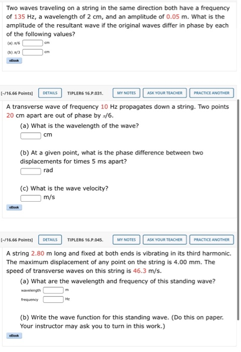 Solved Two waves traveling on a string in the same direction | Chegg.com