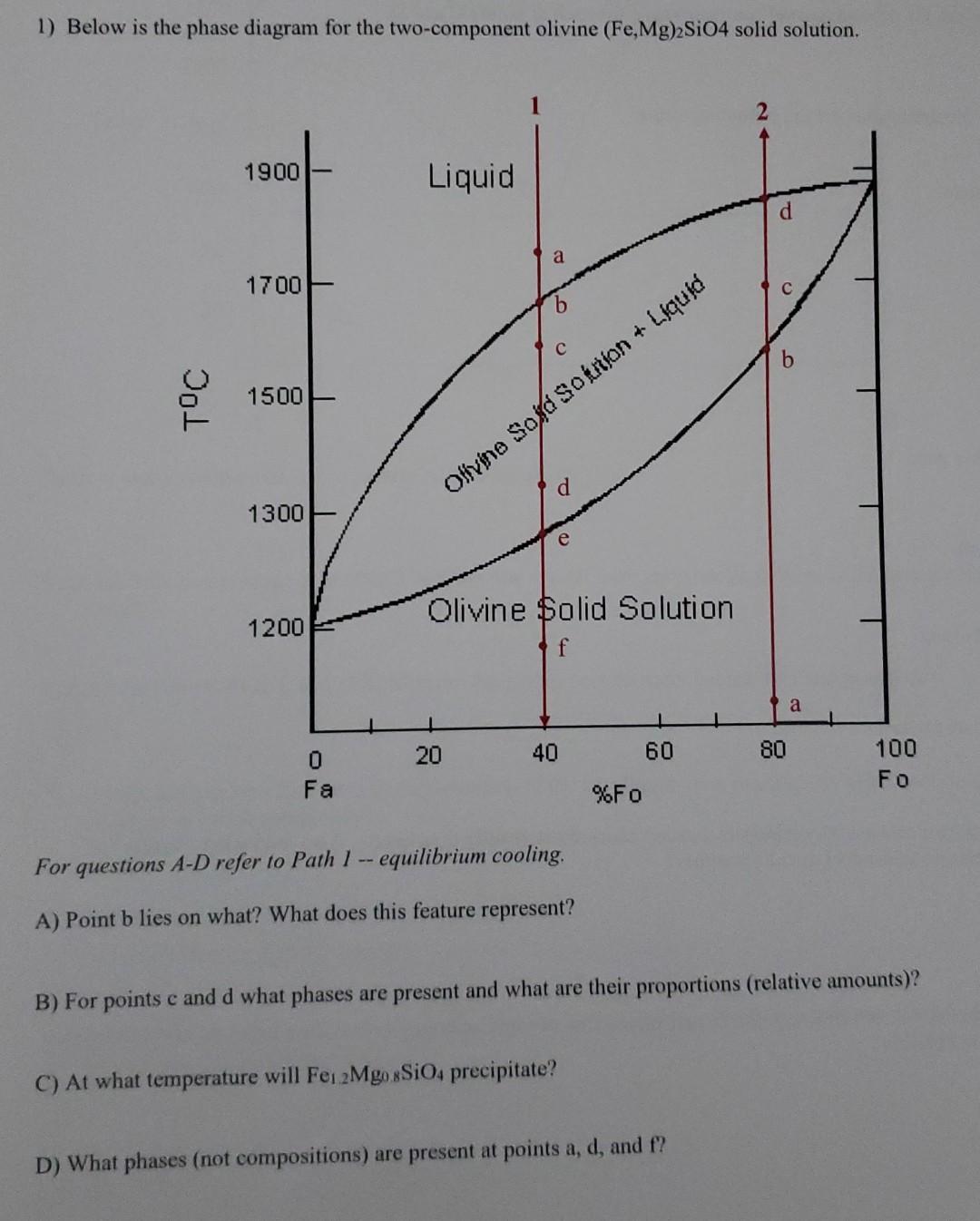 Solved 1) Below is the phase diagram for the two-component | Chegg.com