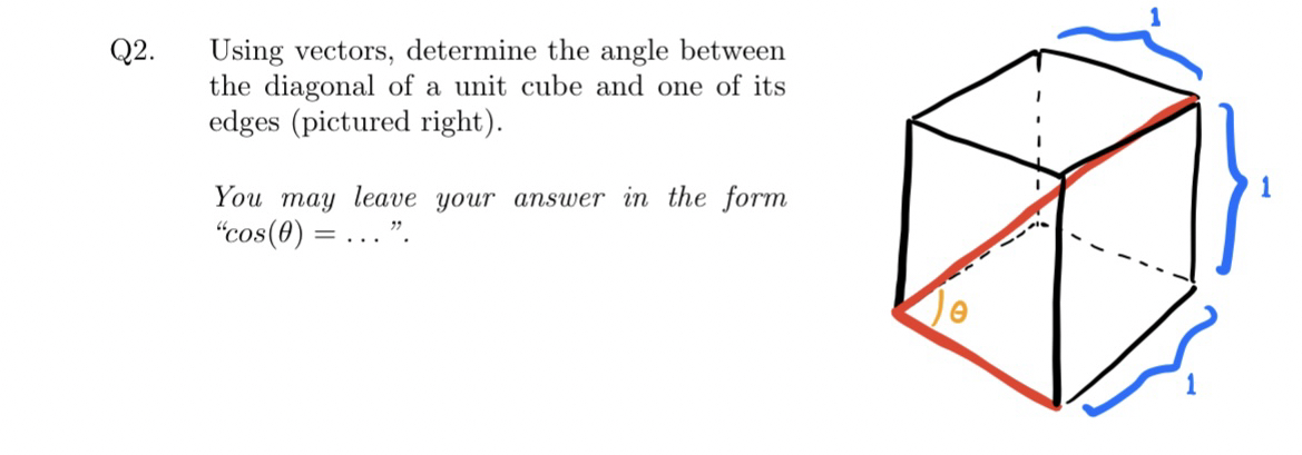 Solved Q2. ﻿Using vectors, determine the angle between the | Chegg.com