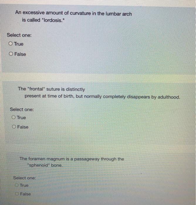 Solved An excessive amount of curvature in the lumbar arch | Chegg.com
