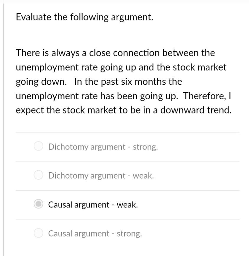 Evaluate the following argument. There is always a | Chegg.com