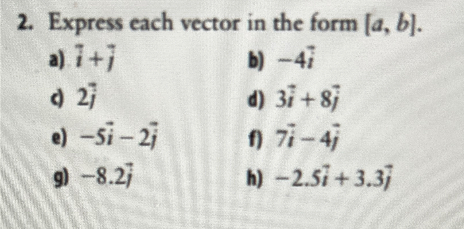 Solved Express each vector in the form a,b.a) | Chegg.com