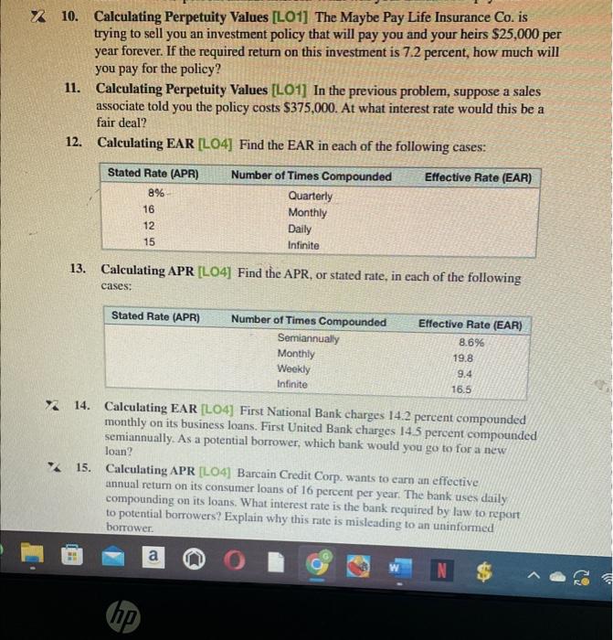 Solved 10. Calculating Perpetuity Values [LO1] The Maybe Pay | Chegg.com