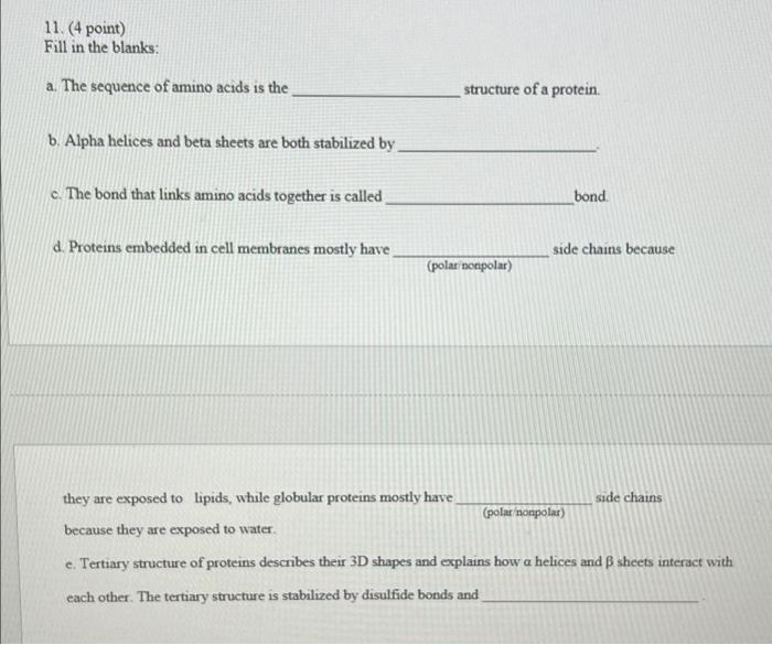 Solved 11.(4 point) Fill in the blanks: a. The sequence of | Chegg.com