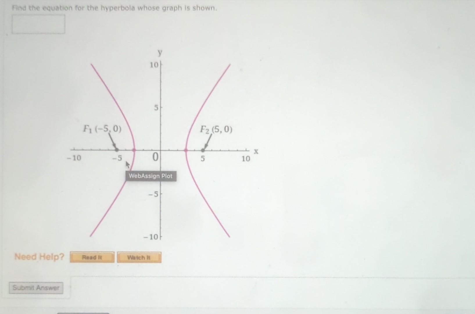 Solved Find the equation for the hyperbola whose graph is | Chegg.com