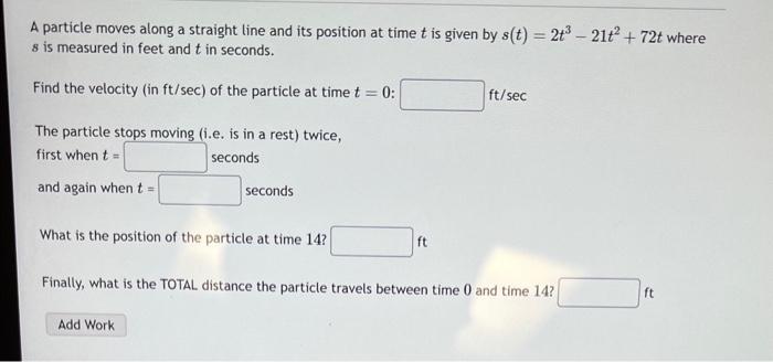 Solved A particle moves along a straight line and its | Chegg.com