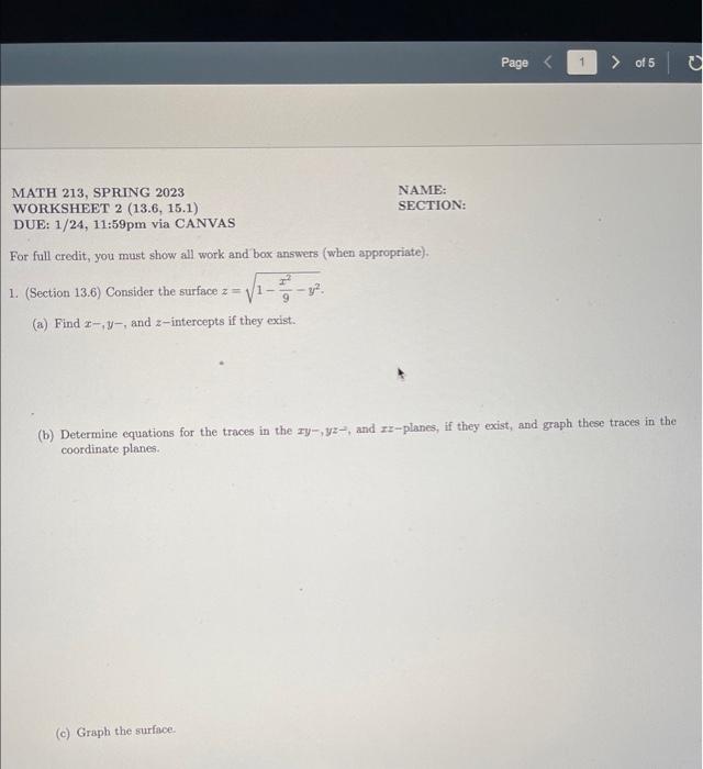 Solved along with a,b, and c parts, identify the surface of | Chegg.com