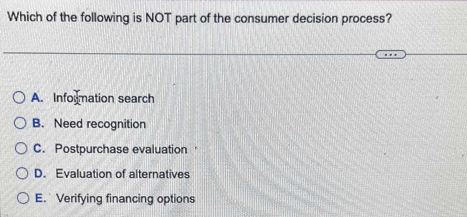 Solved Which of the following is NOT part of the consumer | Chegg.com