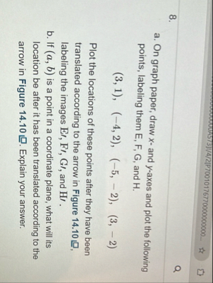 a. ﻿On graph paper, draw x - ﻿and y-axes and plot the | Chegg.com