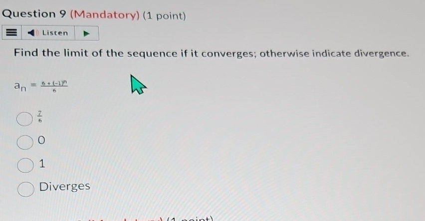 Solved Question 9 (Mandatory) (1 ﻿point) Find the limit of | Chegg.com