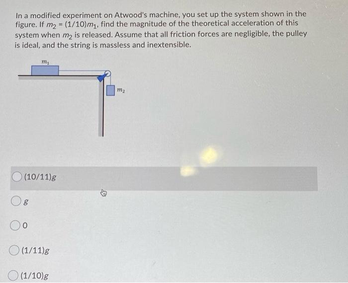Solved In a modified experiment on Atwood's machine, you set | Chegg.com