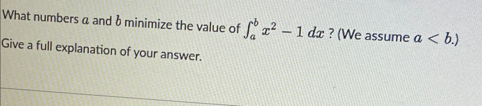 Solved What numbers a and b ﻿minimize the value of | Chegg.com