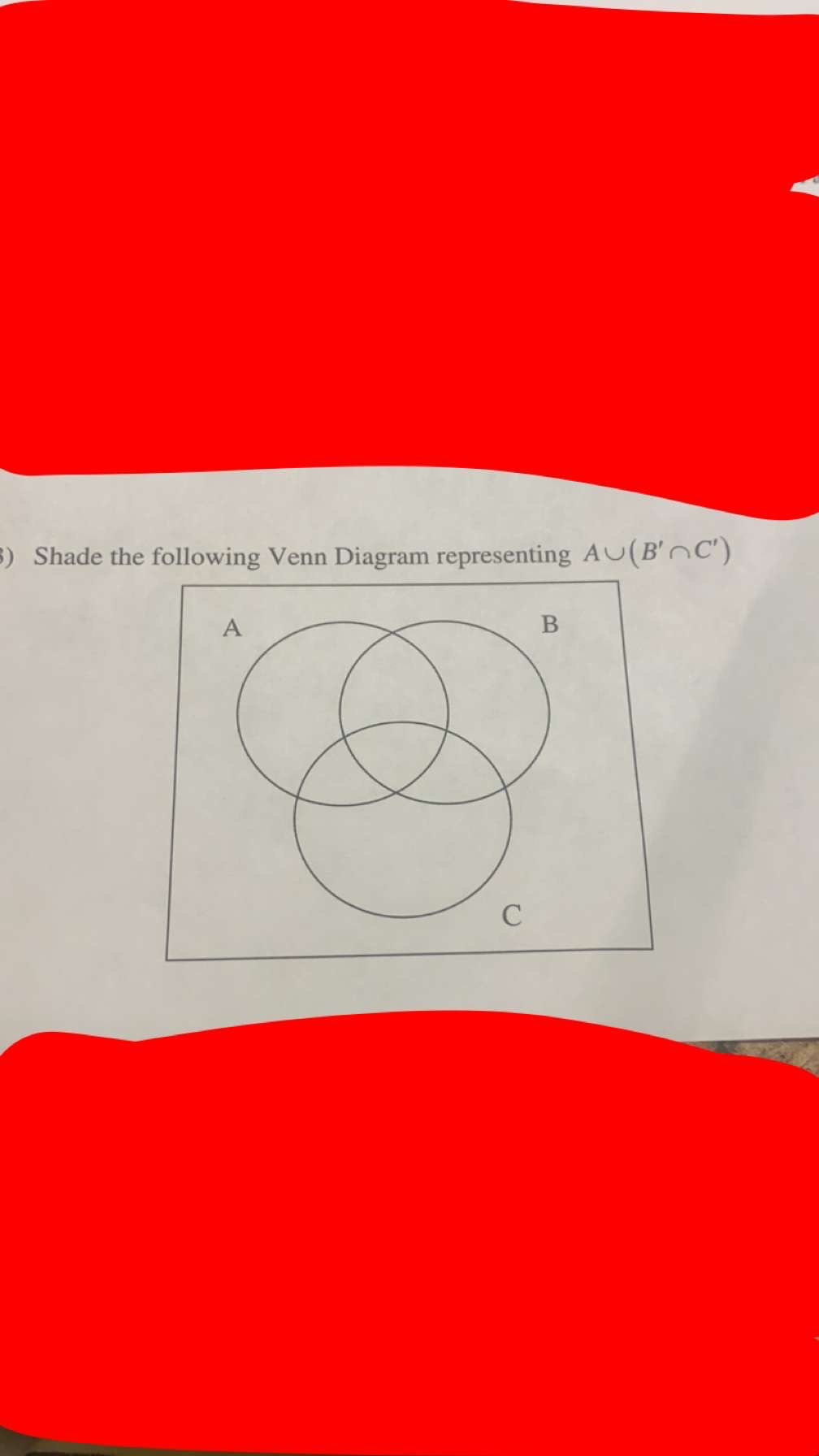 Solved Shade the following Venn Diagram representing | Chegg.com