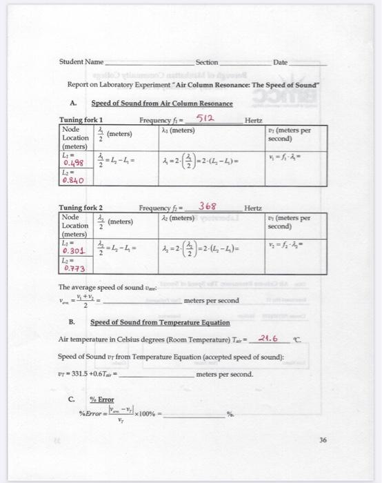 Solved Student Name Section Date Report on Laboratory | Chegg.com