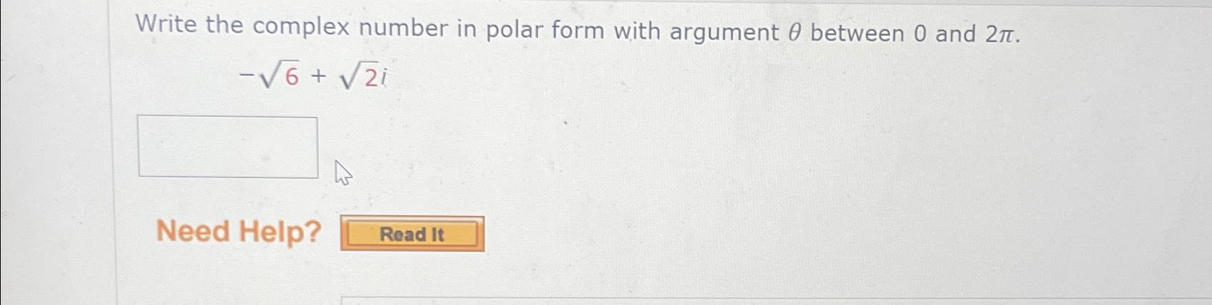 Solved Write the complex number in polar form with argument | Chegg.com