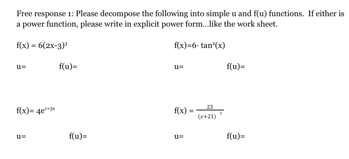Solved Free response 1: Please decompose the following into | Chegg.com