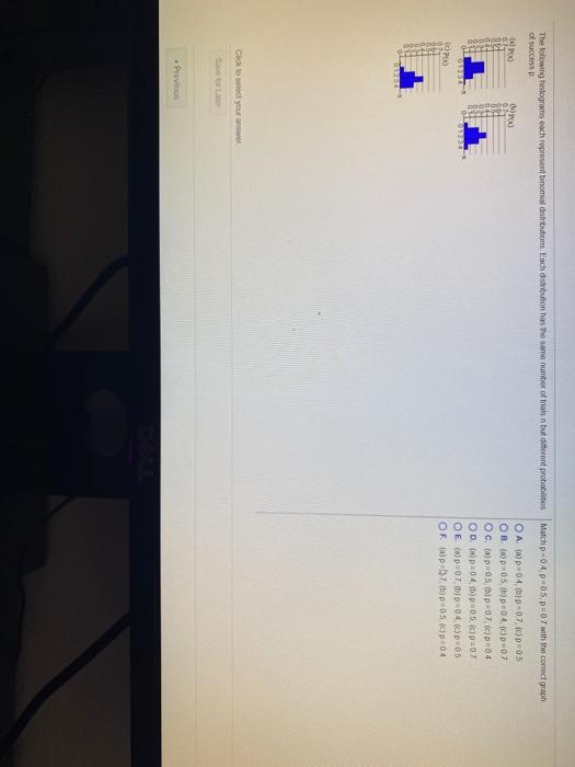 Solved The lotowing histograms each represent binomial | Chegg.com