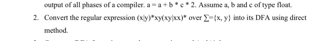 Solved 2. ﻿Convert the regular expression (y(×|)|) ﻿over | Chegg.com
