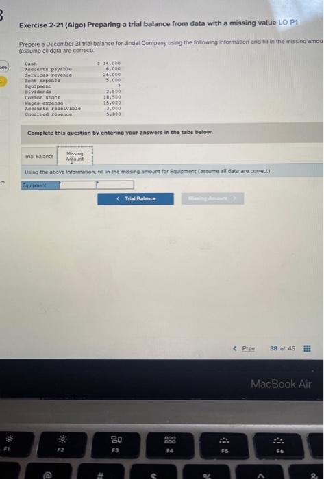 Solved Exercise 2-21 (Algo) Preparing a trial balance from | Chegg.com