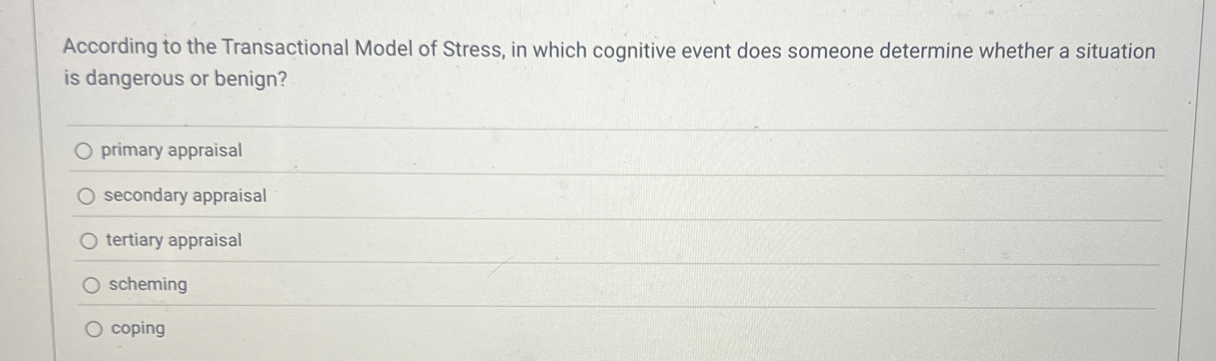 Solved According to the Transactional Model of Stress, in | Chegg.com