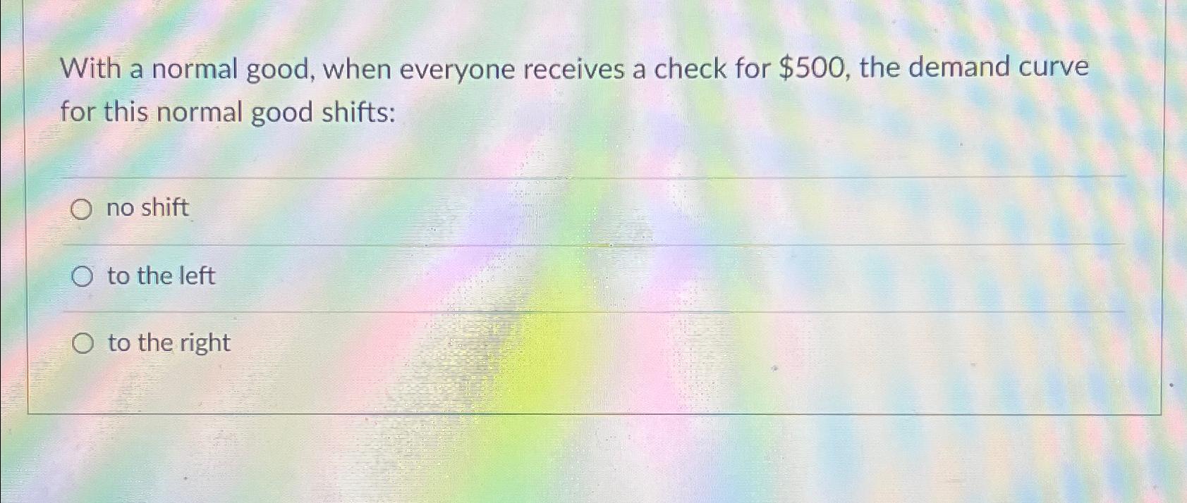 Solved With a normal good, when everyone receives a check | Chegg.com