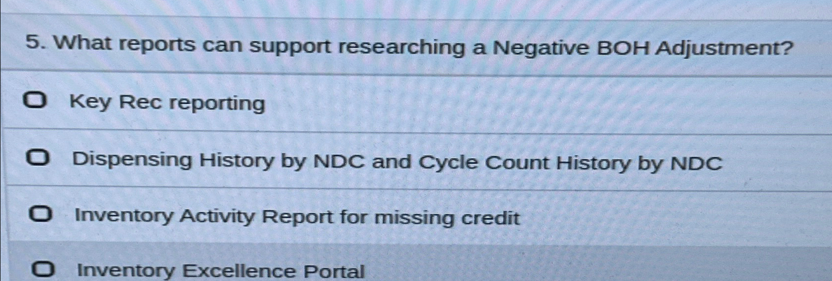 Solved What reports can support researching a Negative BOH | Chegg.com