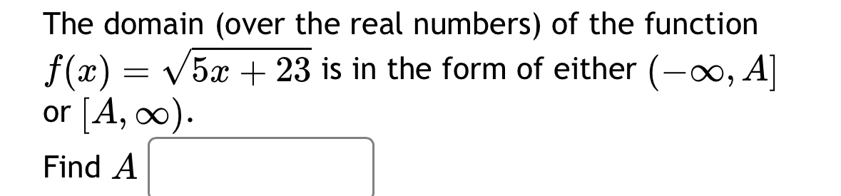 Solved The domain (over the real numbers) ﻿of the function | Chegg.com
