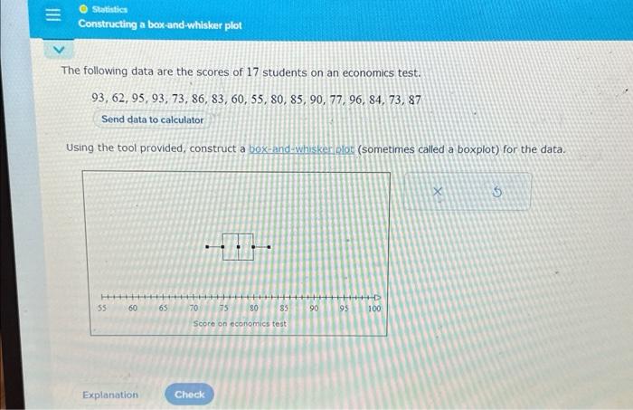 Solved Spotistics Constructing a box and whisker plot The | Chegg.com