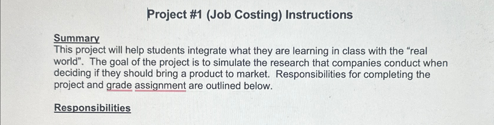 Solved Project #1 (Job Costing) ﻿InstructionsSummaryThis | Chegg.com