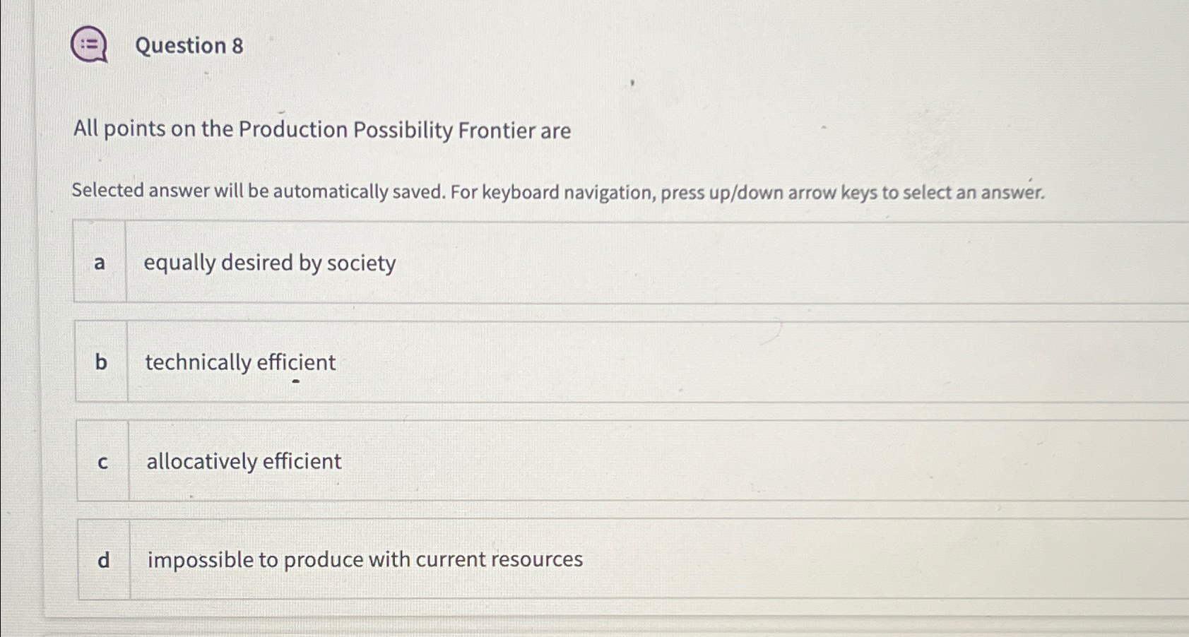 Solved Question 8All points on the Production Possibility | Chegg.com