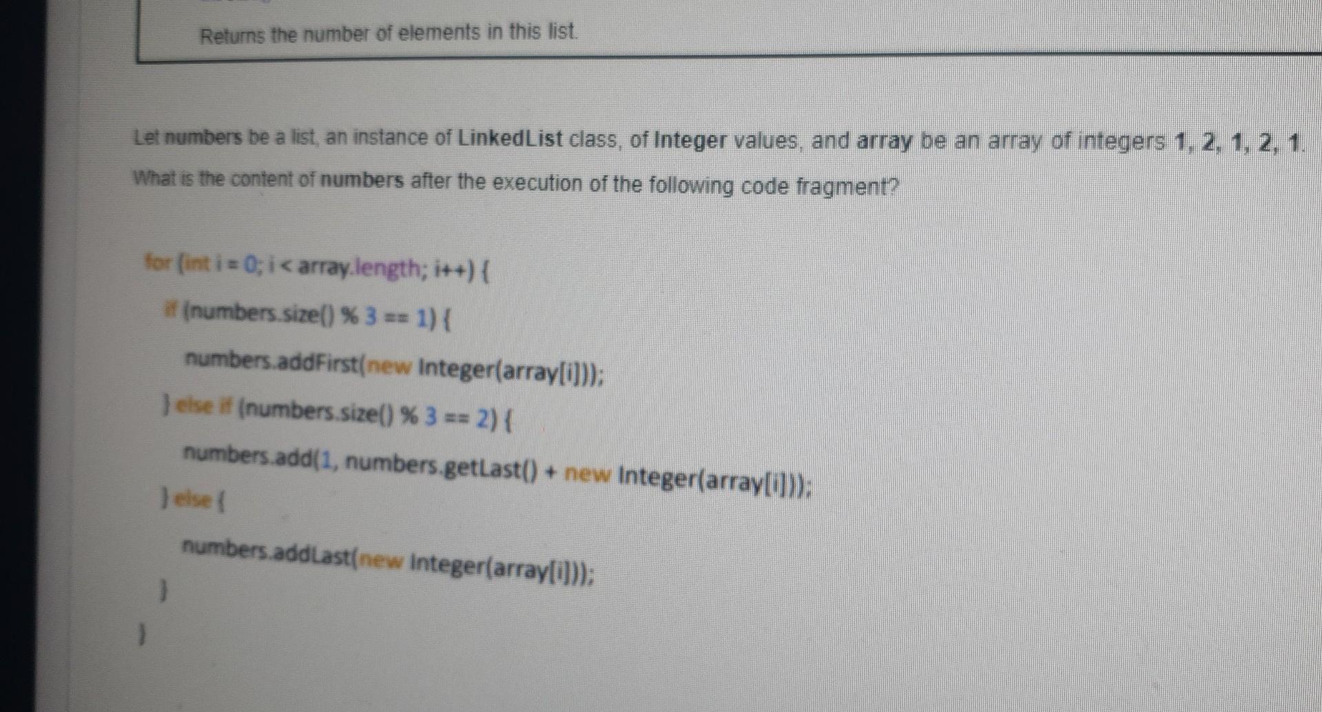 Solved stion 1 The summary of the methods of the LinkedList | Chegg.com