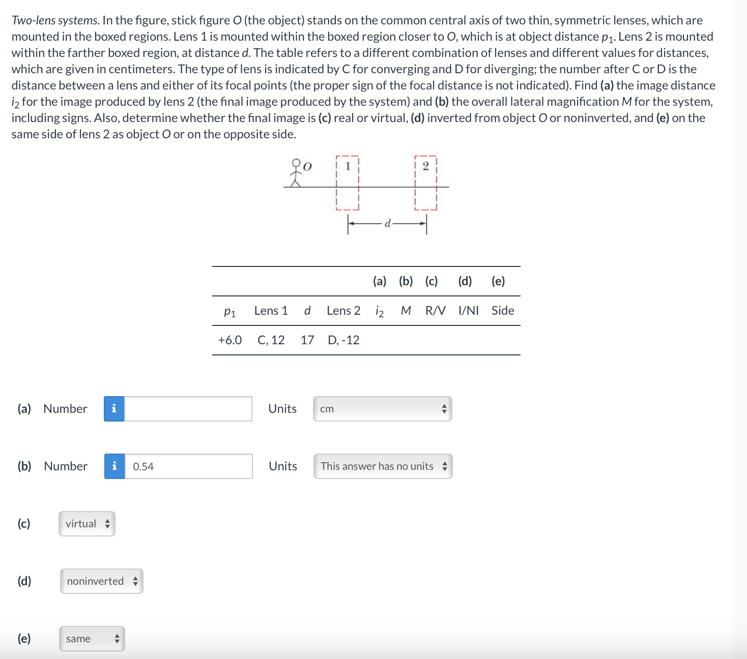 Solved Two-lens systems. In the figure, stick figure O (the | Chegg.com
