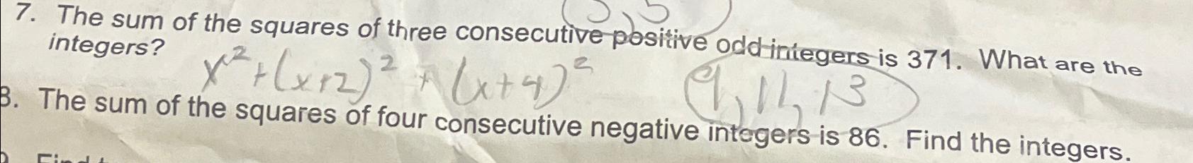 Solved The sum of the squares of four consecutive negative | Chegg.com