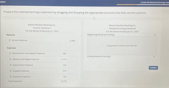 Solved Prepare the retained earnings statement by dragging | Chegg.com