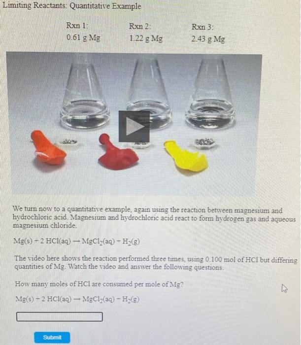Solved Limiting Reactants: Quantitative Example Rxn 1: 0.61 | Chegg.com